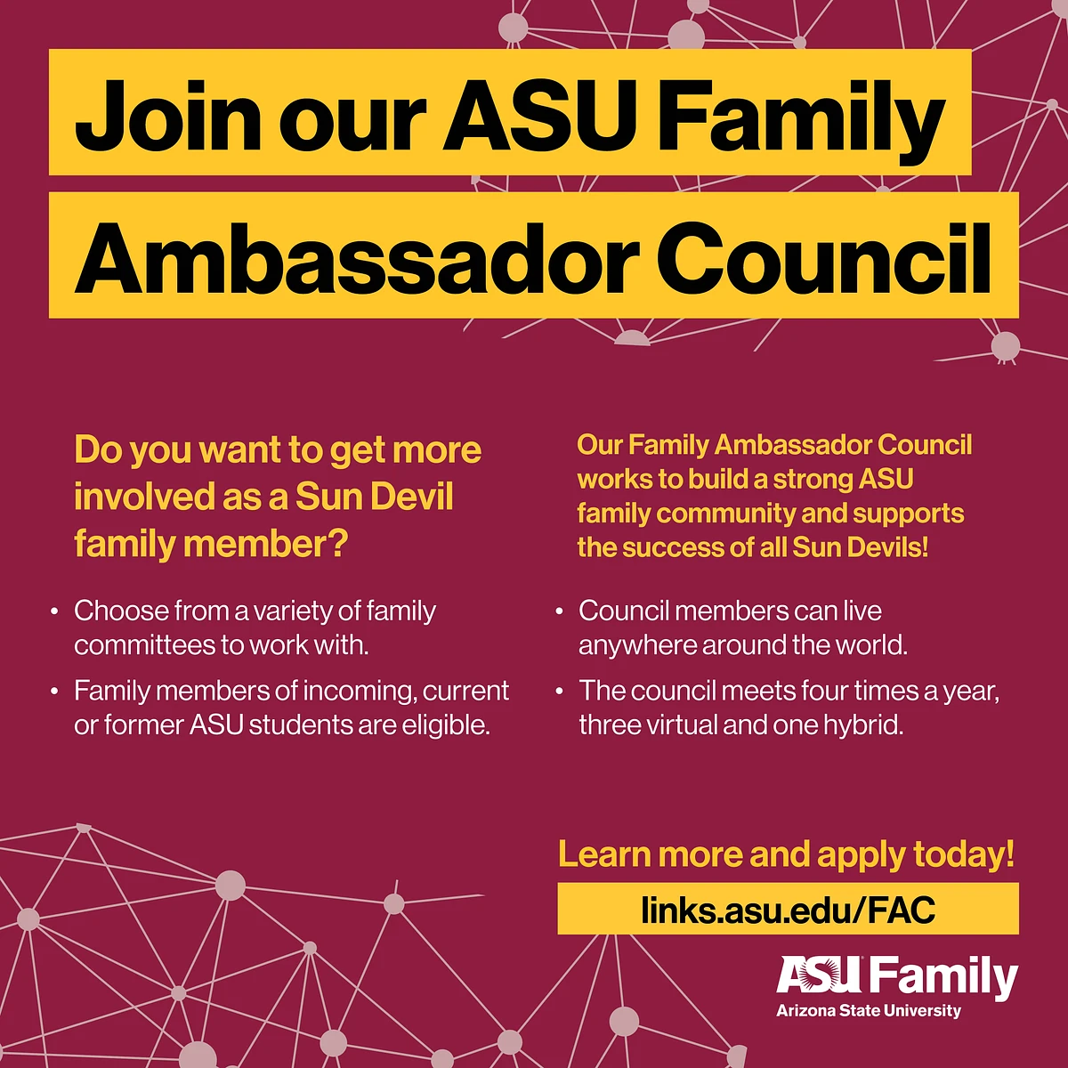 Apply to become an ASU Family Ambassador! | The ASU Family Hub