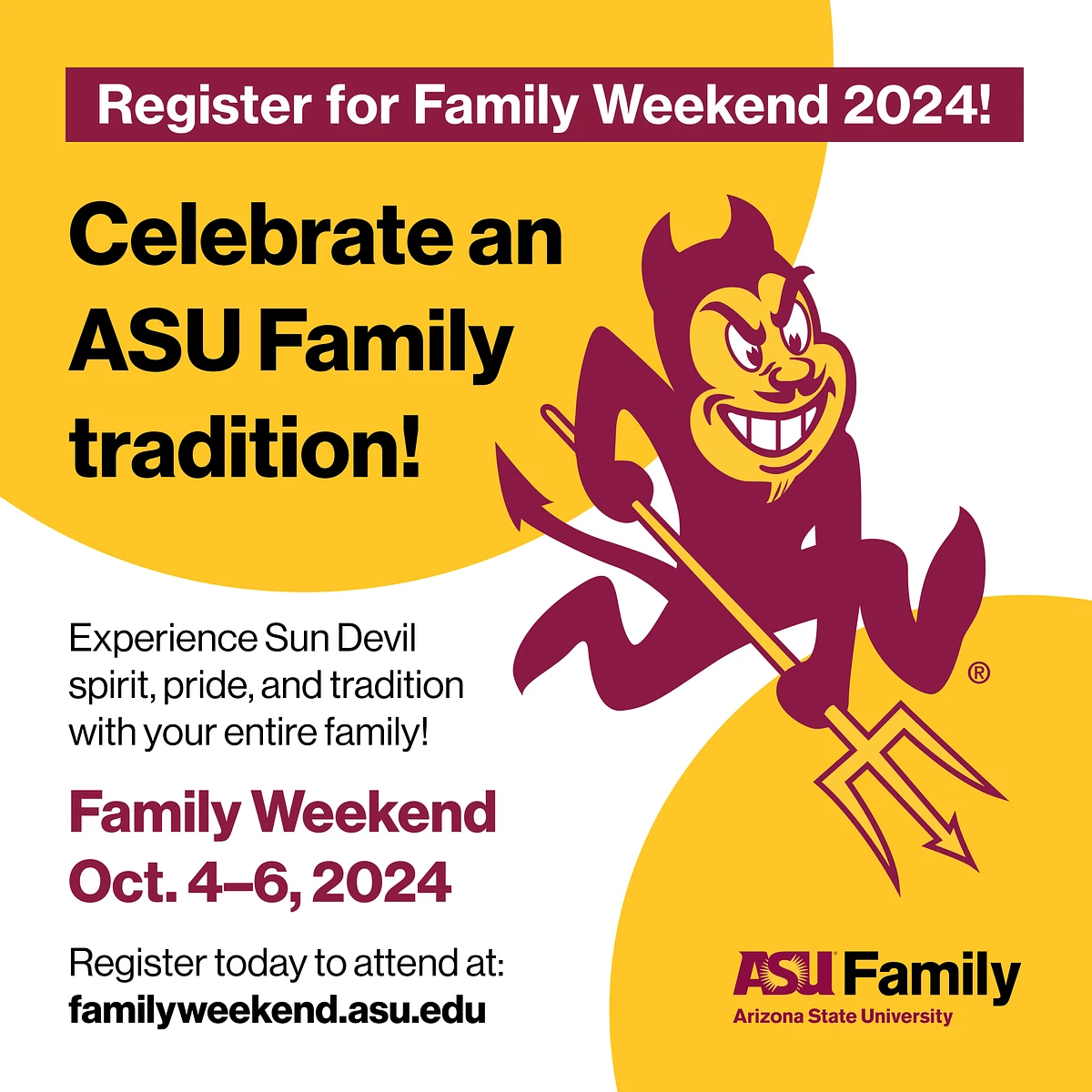 Family Weekend 2024 registration is open! | The ASU Family Hub